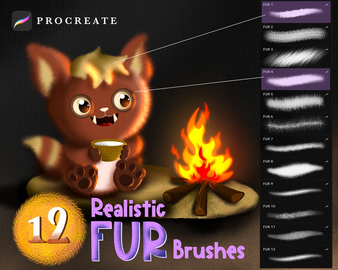 Procreate Fur Brushes, Animal Fur Texture, Fur Brush, Realistic Animal ...