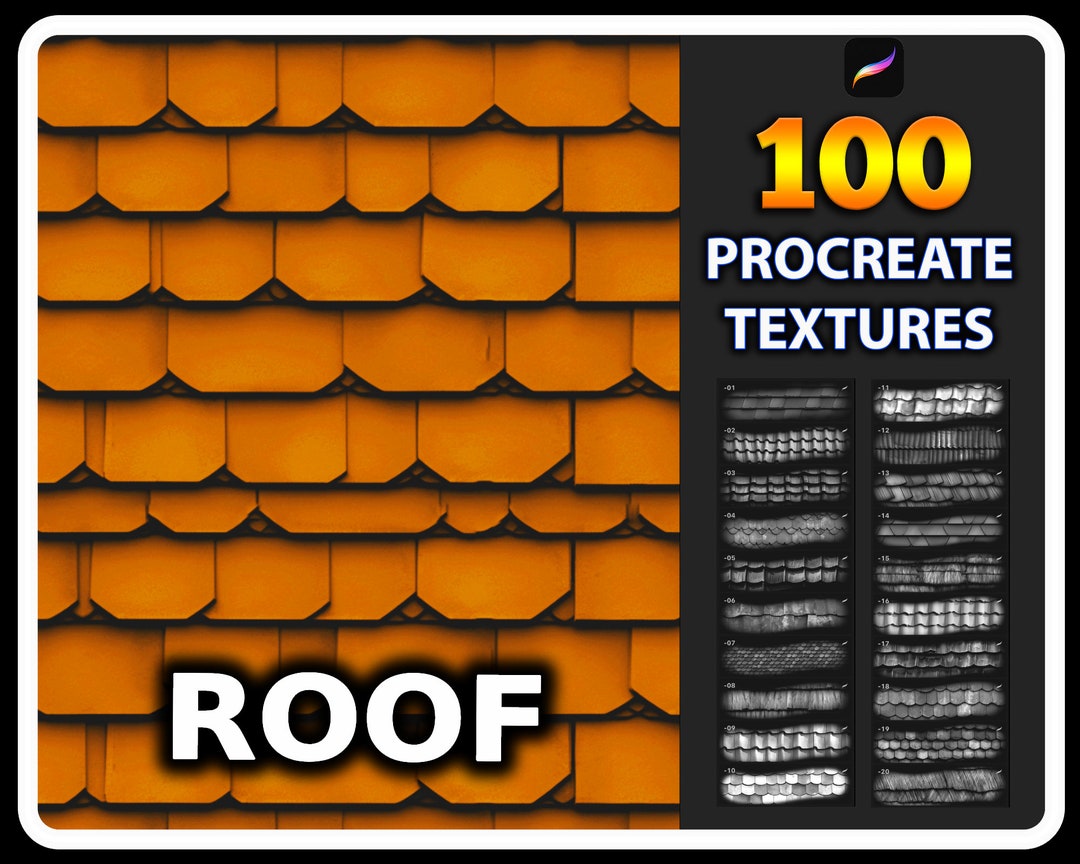 100 Procreate Roof Texture Brushes, Roof Texture for Procreate, Roof ...