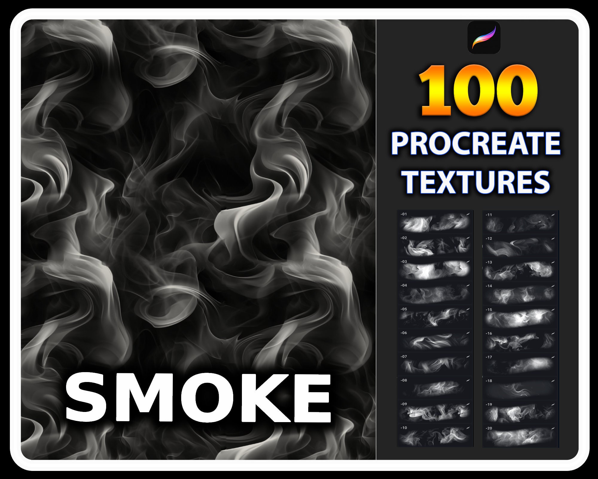 100 Procreate Smoke Texture Brushes: Seamless Realistic Effects ...