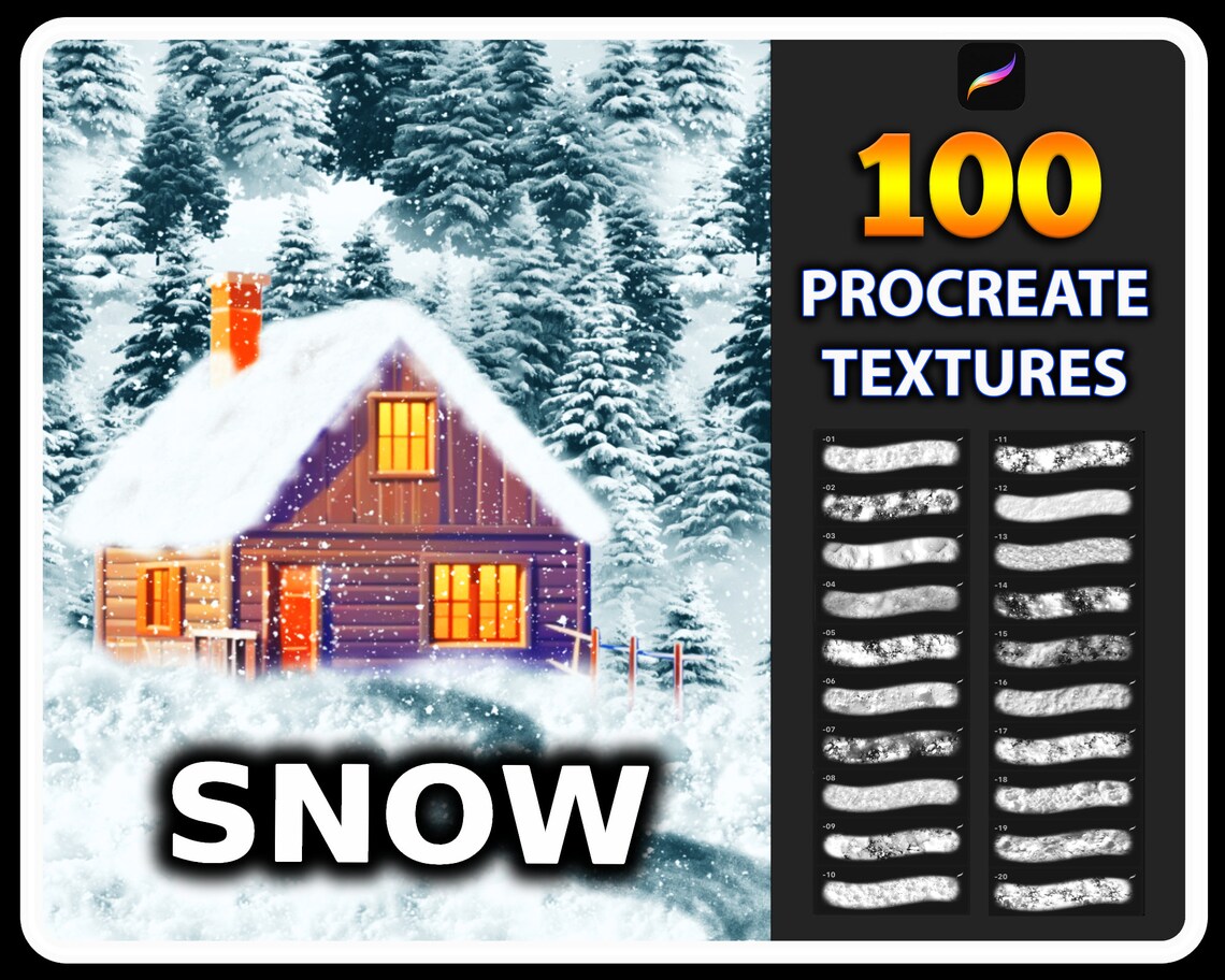 100 Procreate Snow Texture Brushes, Winter Snow Texture for Procreate ...