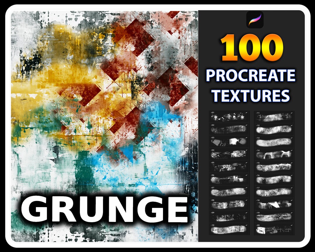 100 Procreate Grunge Texture Brushes, Grunge Texture for Procreate ...