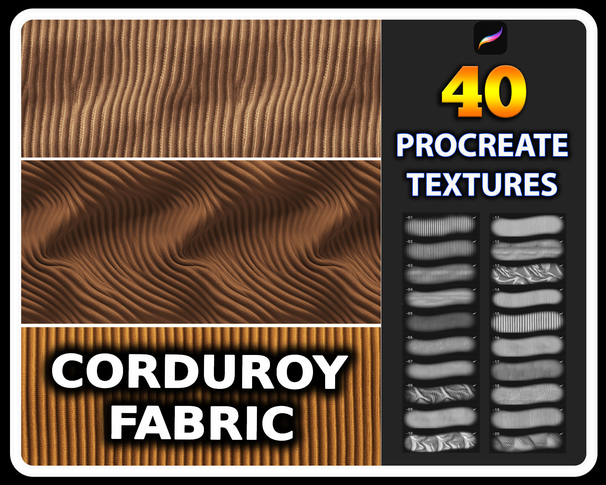 40 Procreate Corduroy Fabric Texture Brushes, Fabric Texture for ...