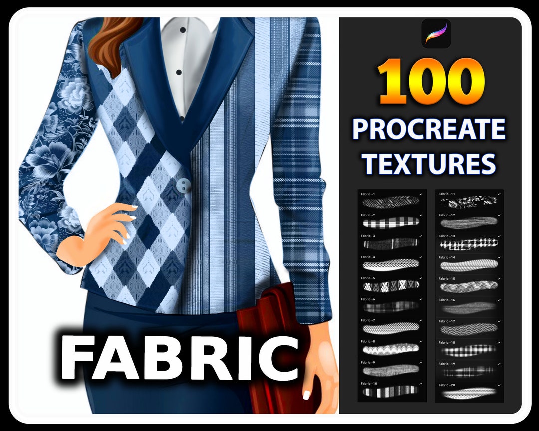 100 Procreate Fabric Texture Brushes: Textile & Clothes Design (digital ...