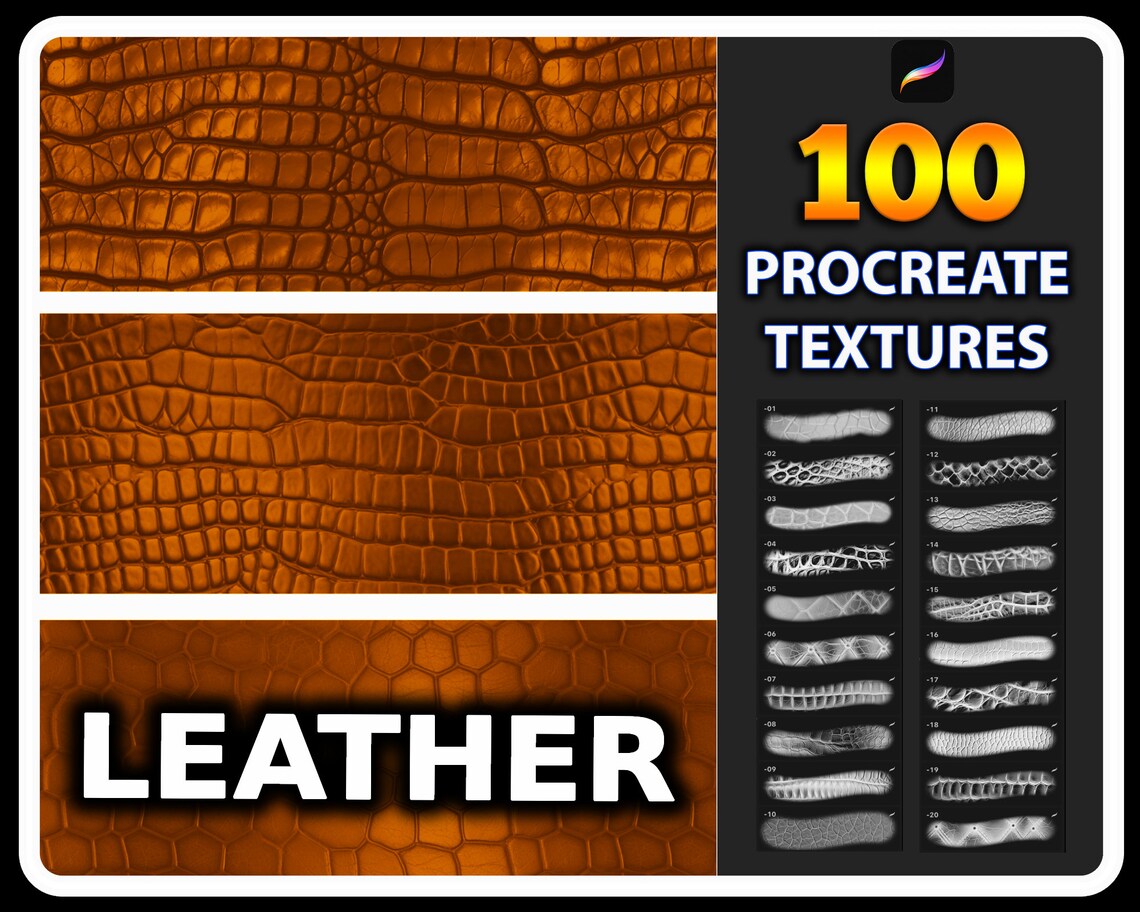 100 Procreate Leather Texture Brushes Seamless Leather - Etsy