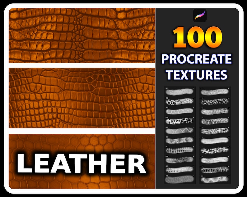 100 Procreate Leather Texture Brushes Seamless Leather - Etsy