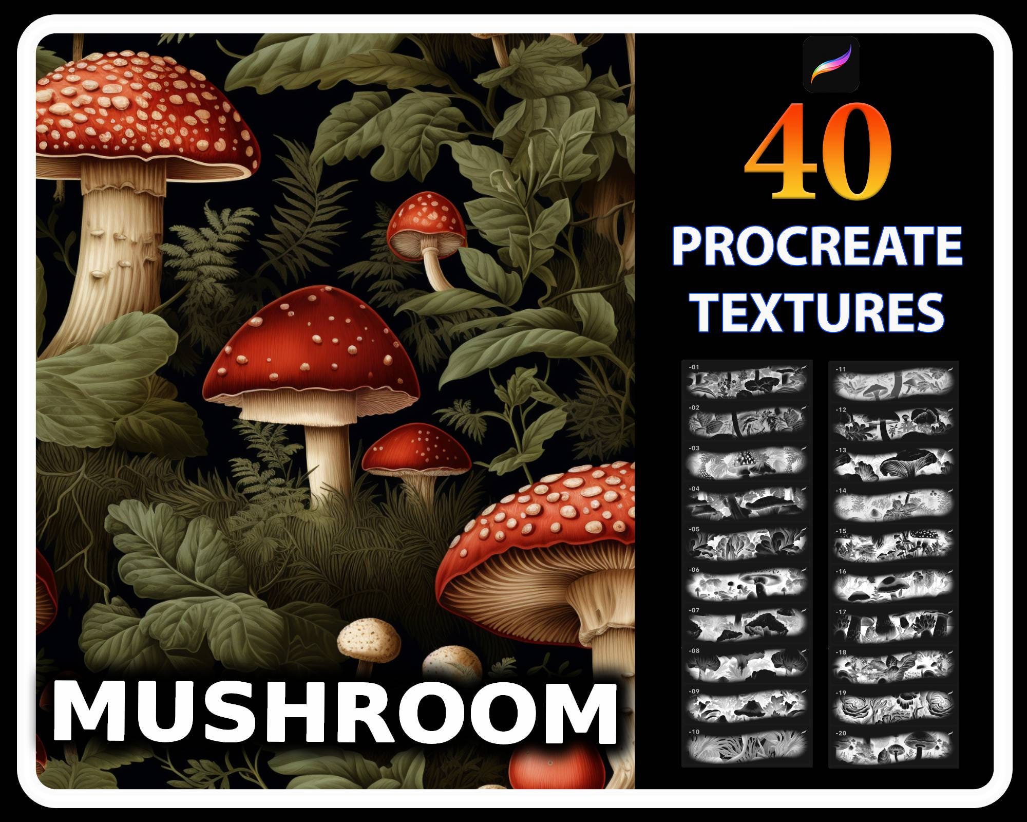 Procreate Mushroom Texture Brushes Seamless Mushroom Texture - Etsy