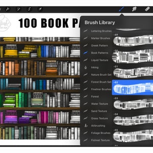100 Library Background Procreate Brushes: Book Texture Set (digital ...