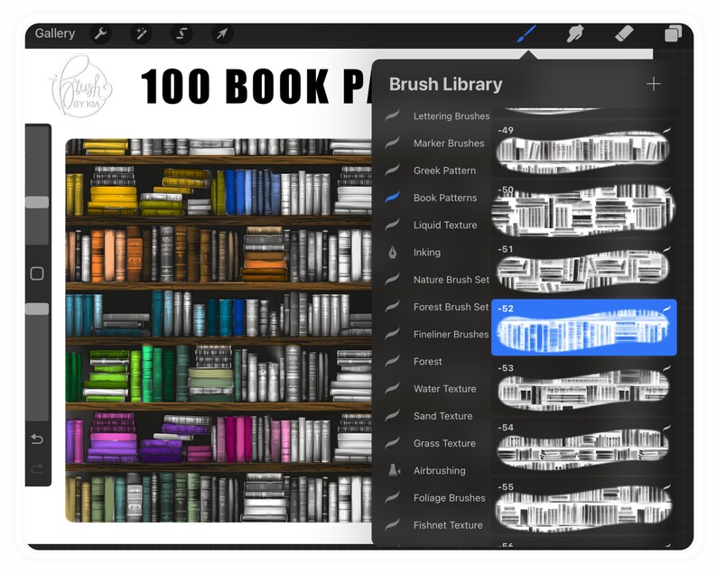 100 Library Background Procreate Brushes, Book Texture Procreate, Books ...