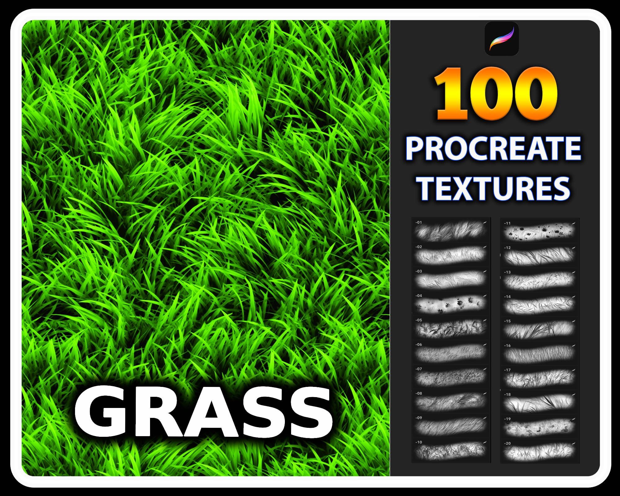100 Procreate Grass Texture Brushes, Seamless Grass Texture for Procreate, Realistic Grass ...