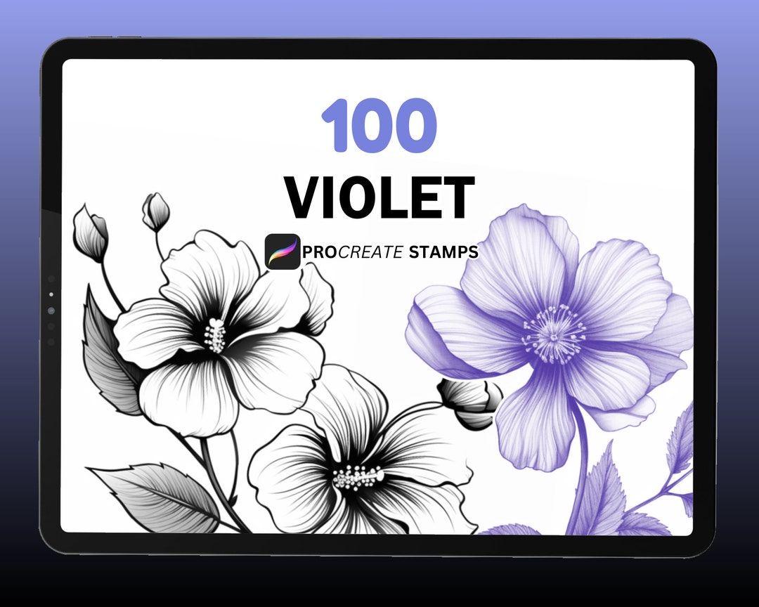 100 Violet Flower Procreate Stamps: Digital Art Brush Set (digital ...