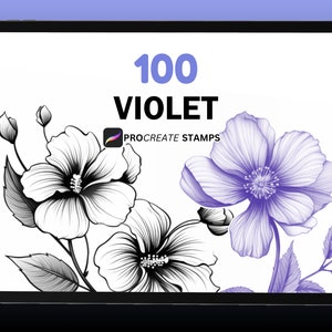 100 Violet Flower Procreate Stamps: Digital Art Brush Set (digital ...
