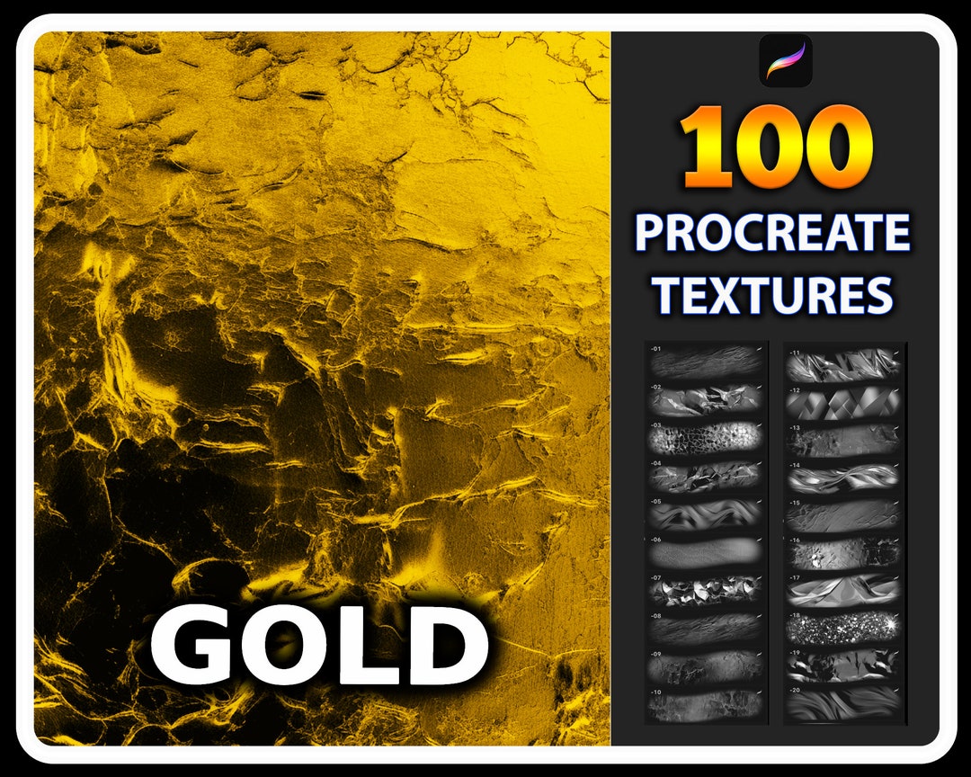 100 Procreate Gold Texture Brushes – Metallic Gold, Foil, Brushes for ...