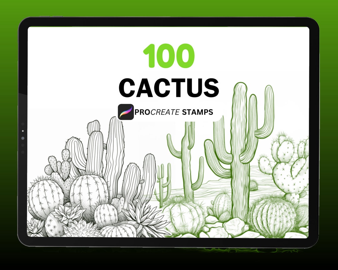 100 Cactus & Succulent Procreate Stamps: Botanical Collection (digital ...