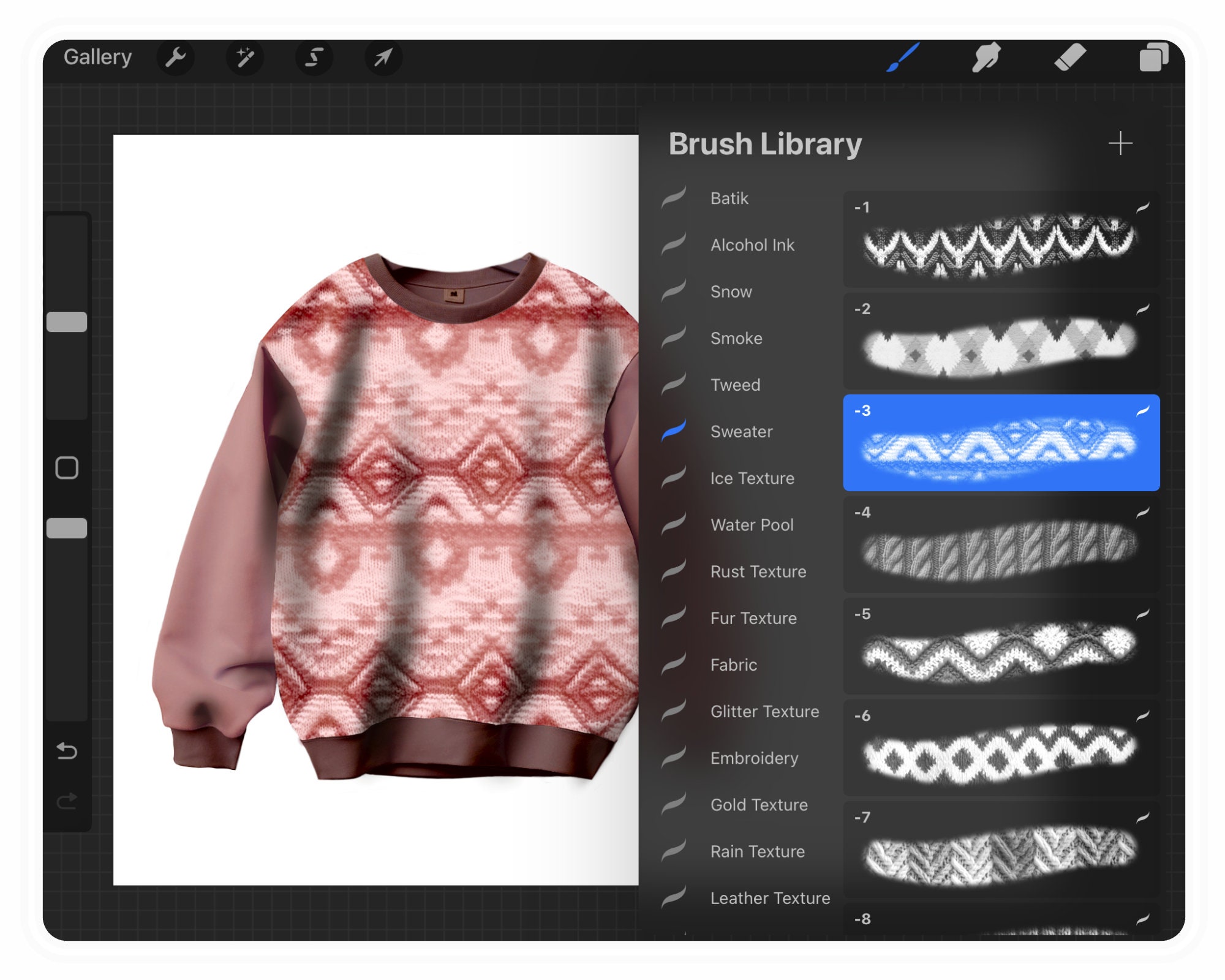 100 Procreate Sweater Texture Brushes: Wool Fabric (digital Download ...