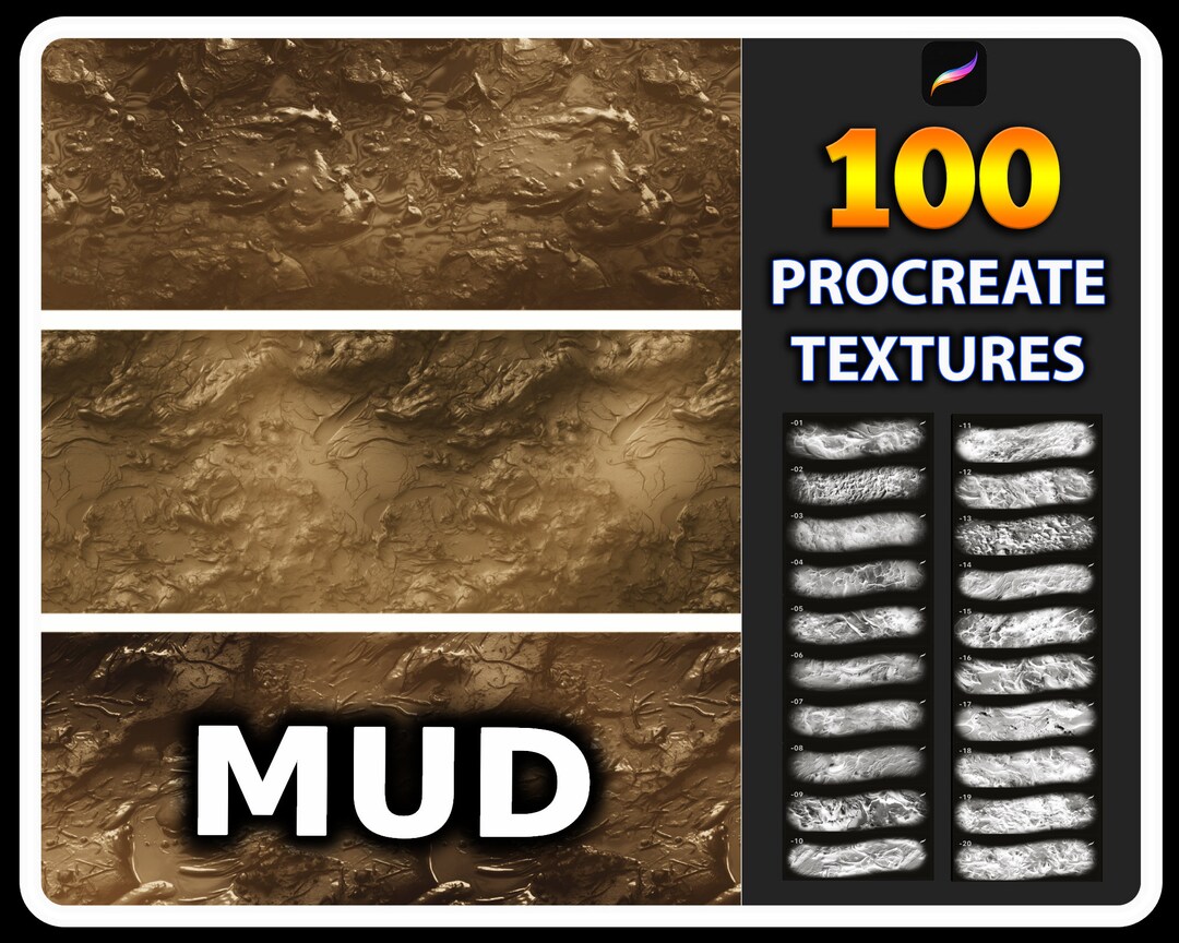 100 Procreate Mud Texture Brushes: Seamless Ground Patterns (digital ...