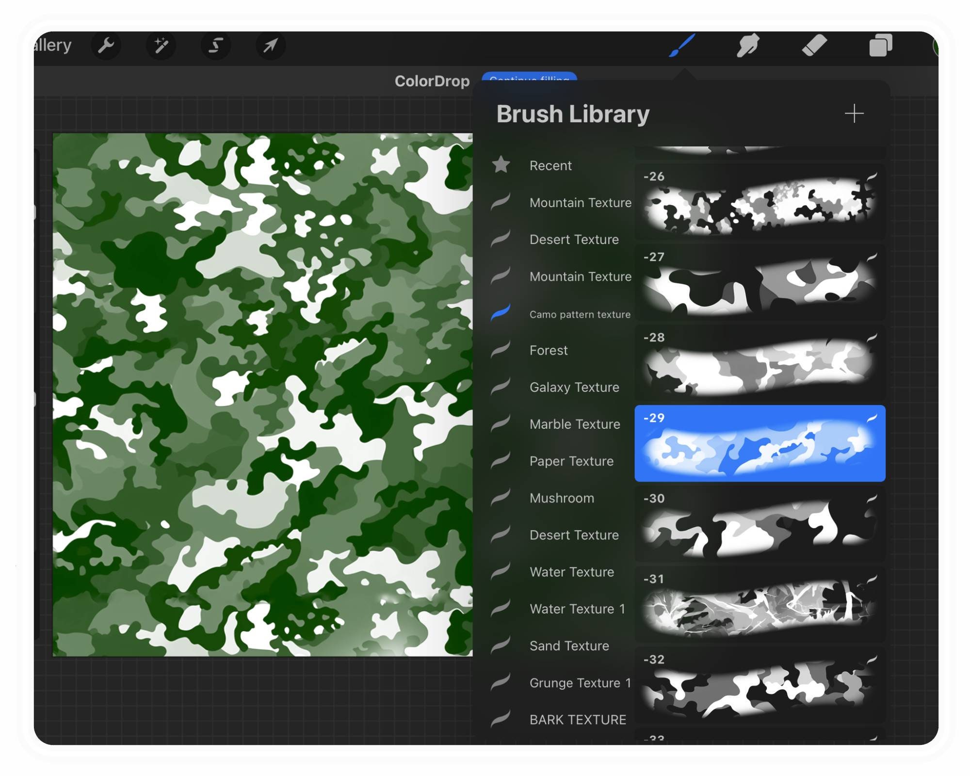Procreate Camo Pattern Texture Brushes, Seamless Camo Texture for ...