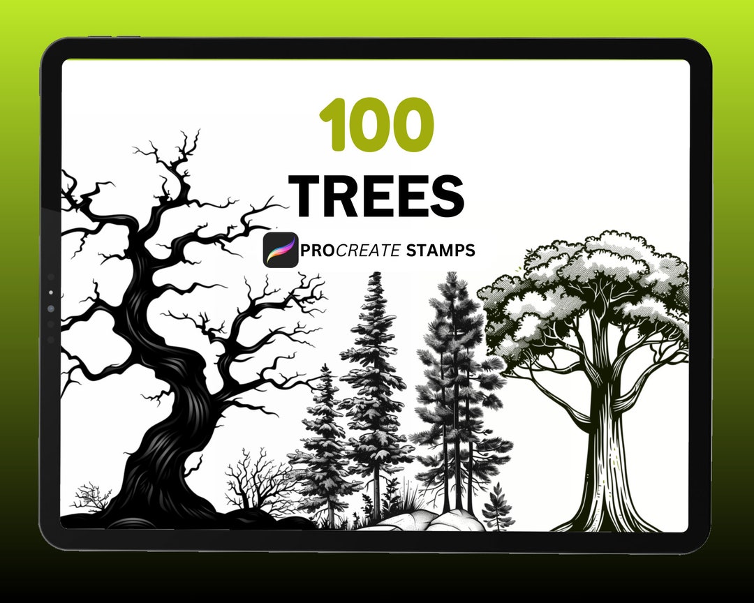 100 Tree Procreate Stamps – Forest Stamps | Tree Clipart, Nature ...