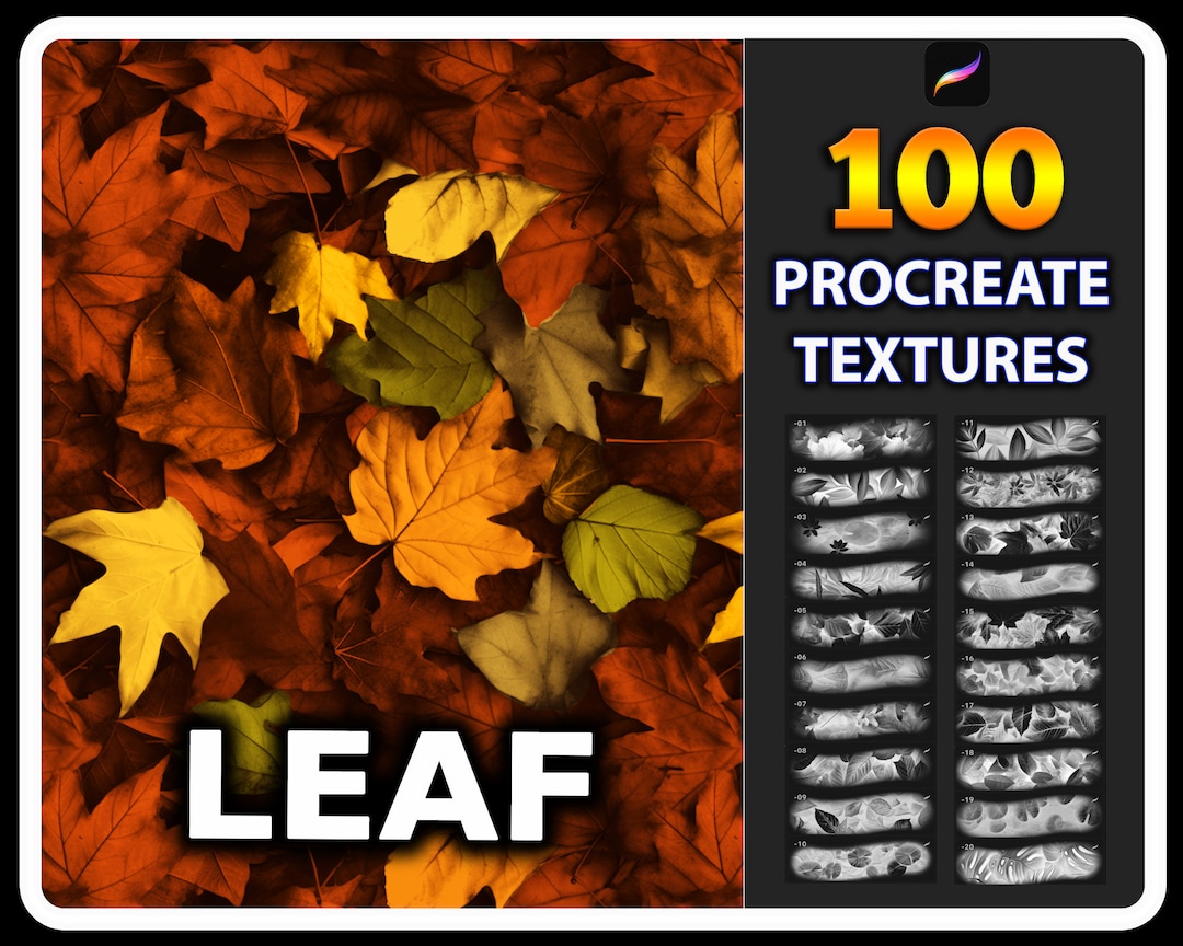 100 Procreate Leaf Texture Brushes, Leaf Texture for Procreate, Foliage ...