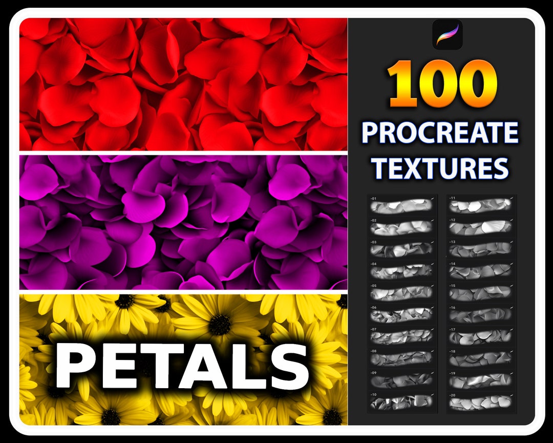 100 Procreate Petal Texture Brushes: Floral Seamless Patterns (digital ...