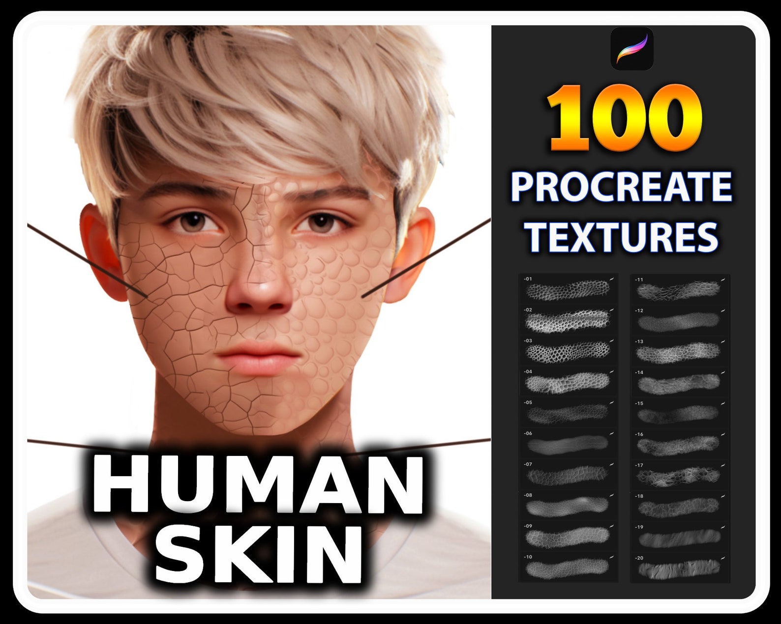 100 Procreate Human Skin Texture Brushes, Realistic Human Skin Texture ...