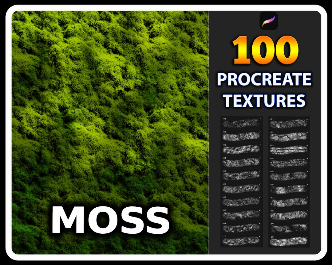 100 Procreate Moss Texture Brushes, Seamless Moss Texture for Procreate ...