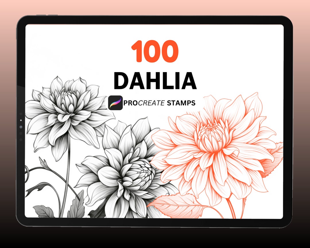 100 Dahlia Flower Procreate Stamps: Botanical Brush Set (digital ...