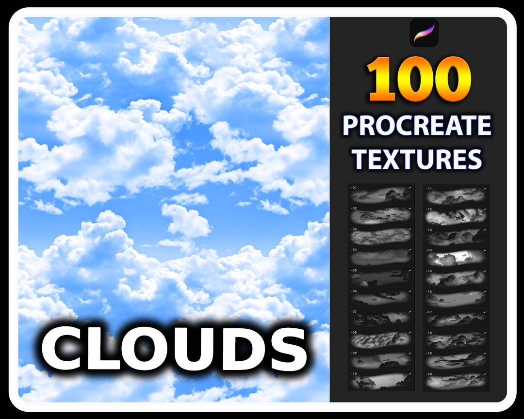 100 Procreate Clouds Texture Brushes, Realistic Clouds Texture for Procreate, Clouds Brushes ...