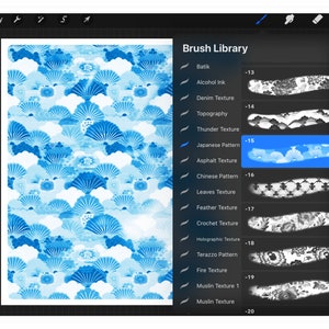Procreate Japanese Pattern Brushes: 100 Wagara Texture Brush Set ...