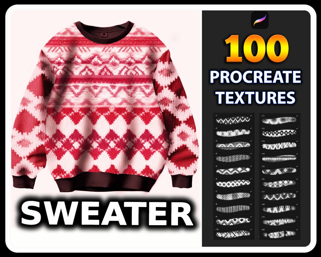 100 Procreate Sweater Texture Brushes: Wool Fabric (digital Download ...