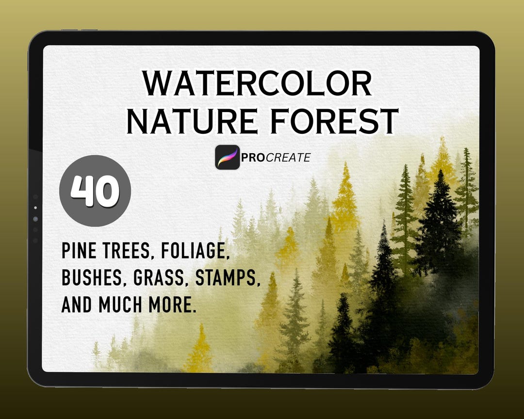 Watercolor Nature Forest, Watercolor Forest Brushes, Nature Brushes ...
