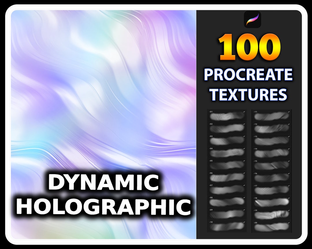 Procreate Holographic Texture Brushes: 100 Dynamic Gradient Patterns ...