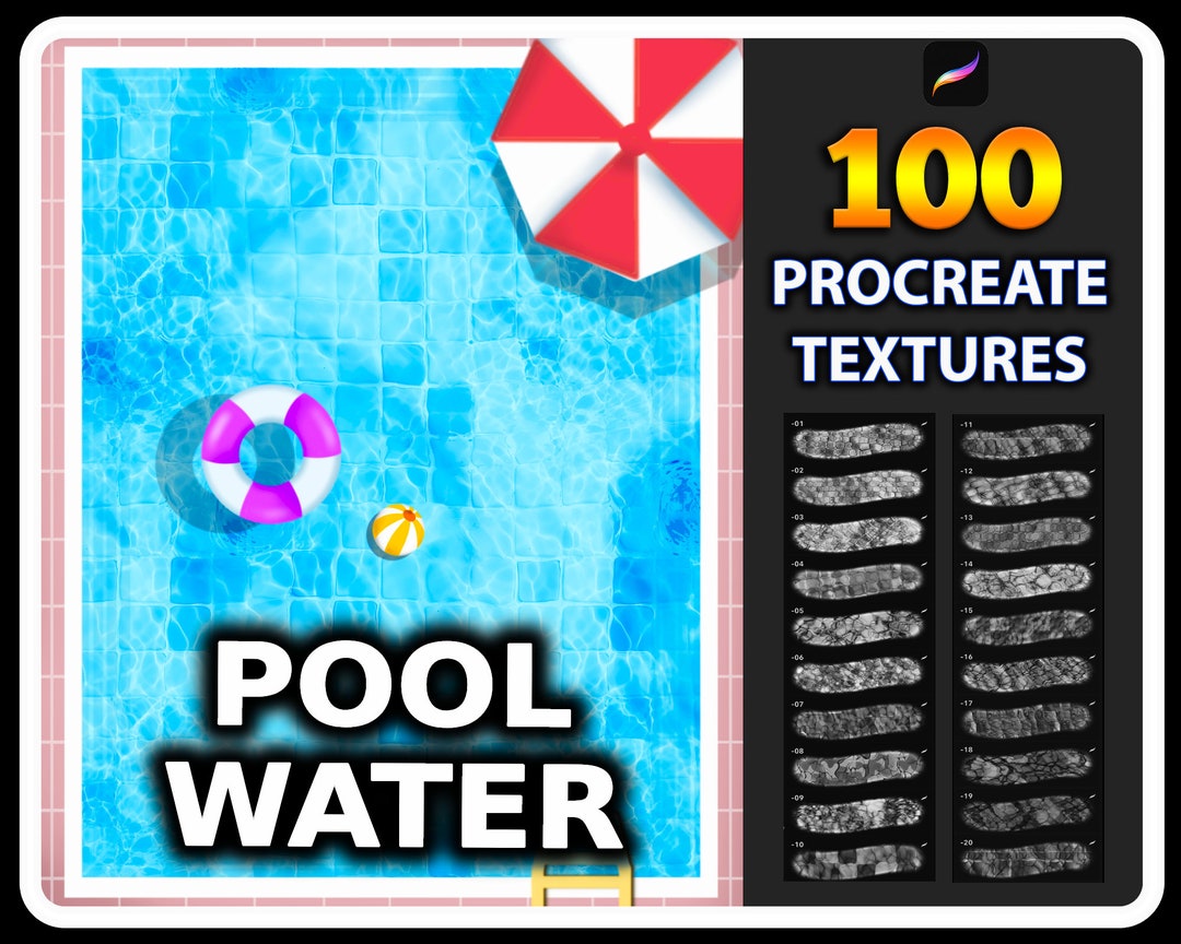 100 Procreate Pool Water Texture Brushes, Realistic Water Texture for ...