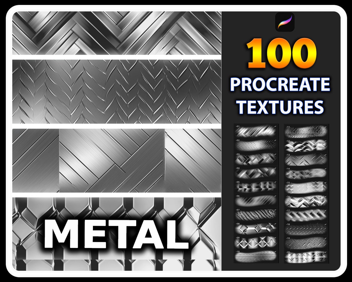100 Procreate Metal Texture Brushes Metalic Texture for - Etsy