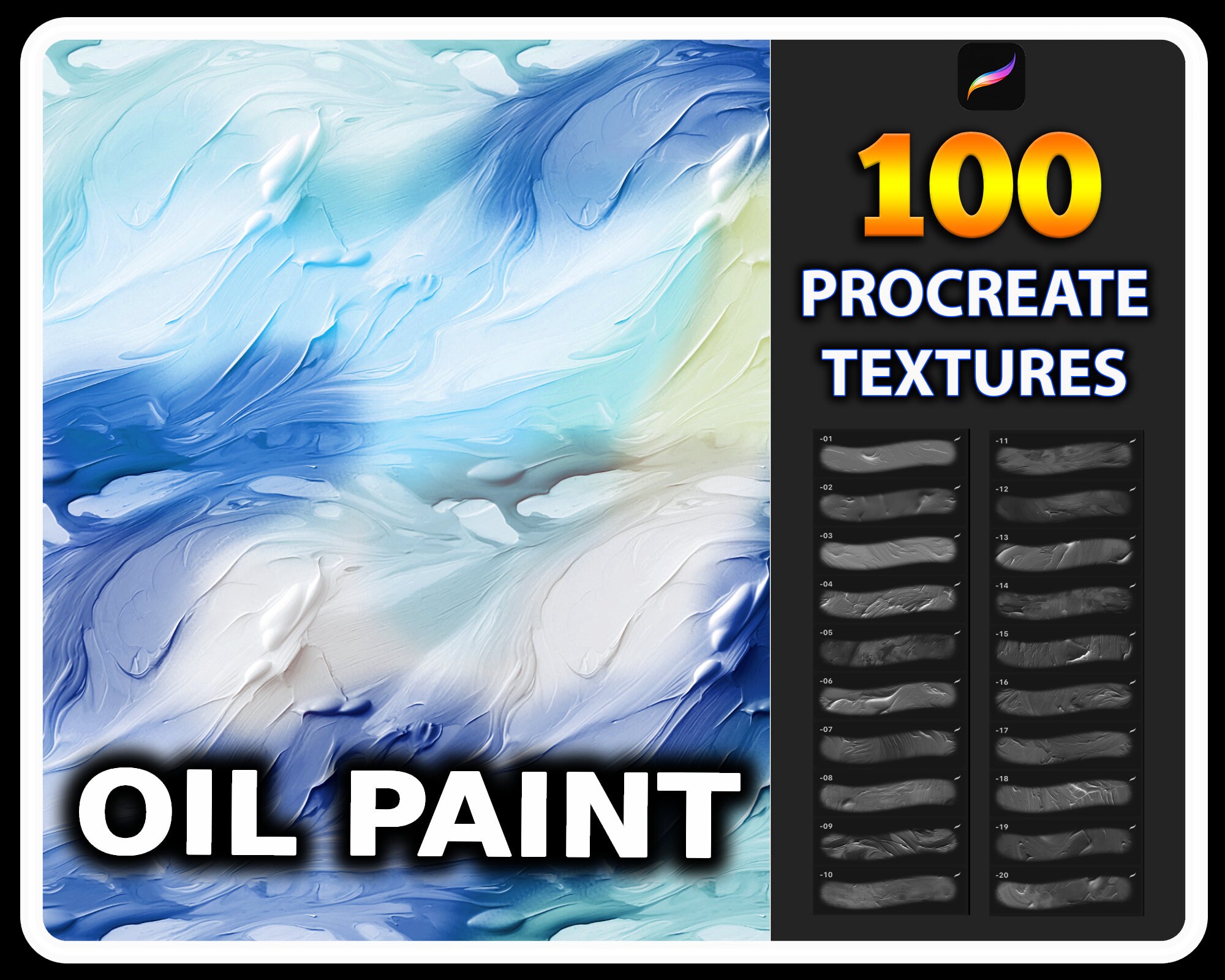 100 Procreate Oil Paint Texture Brushes, Seamless Oil Paint Effect ...