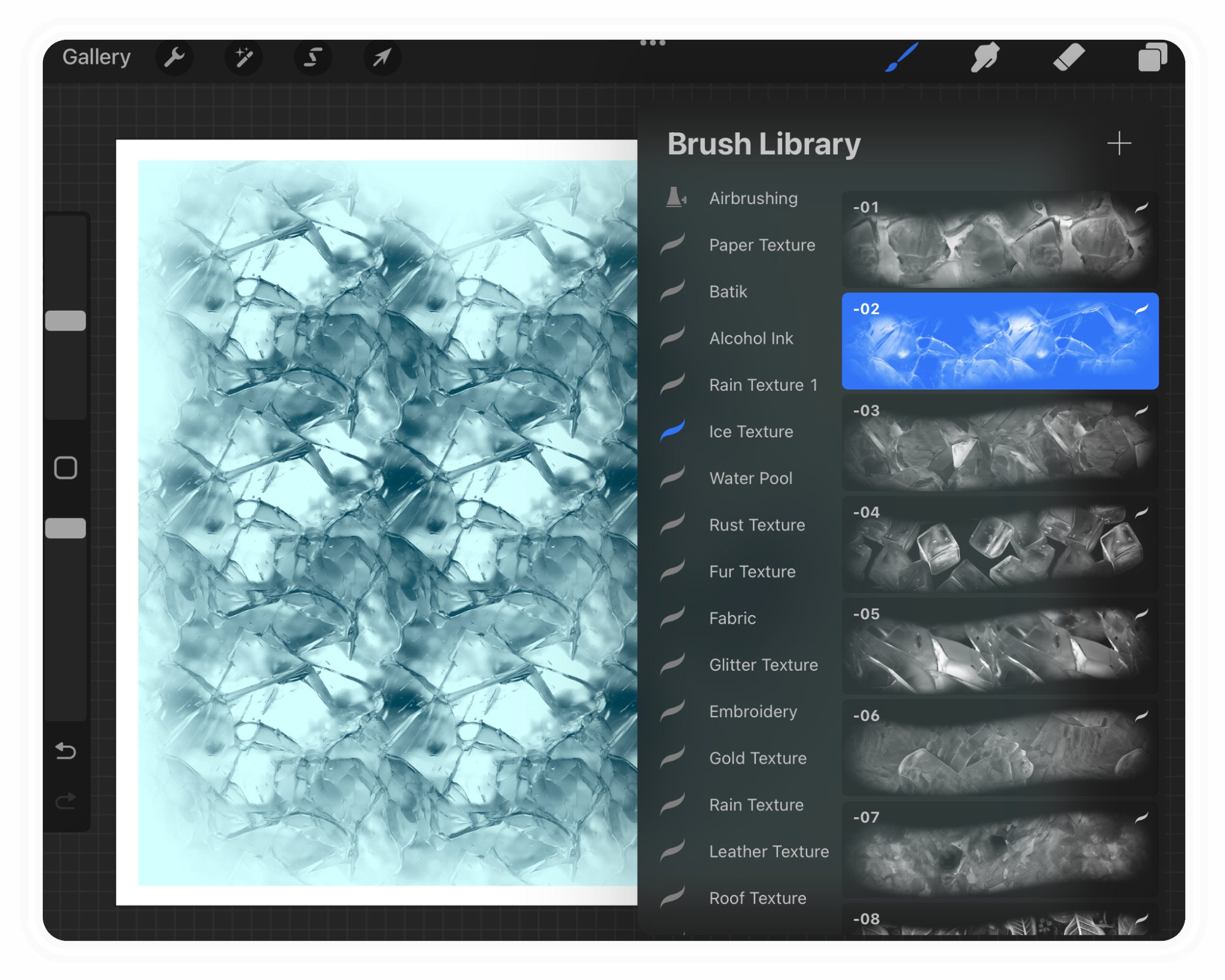 100 Procreate Ice Texture Brushes, Seamless Ice Texture for Procreate, Cracked Ice Brushes ...