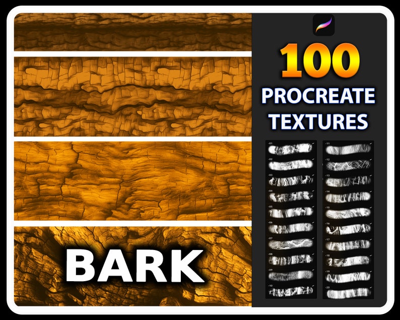 100 Procreate Bark Texture Brushes Tree Bark Texture for - Etsy