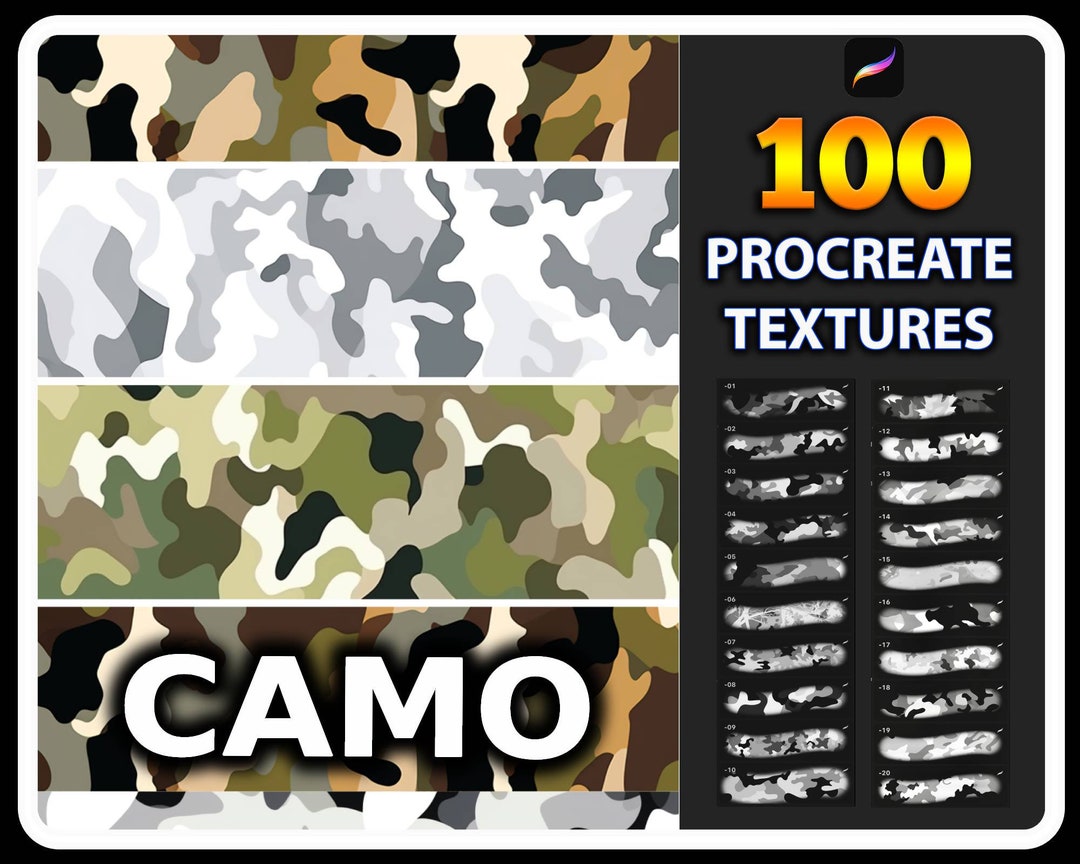 Procreate Camo Pattern Texture Brushes, Seamless Camo Texture for ...