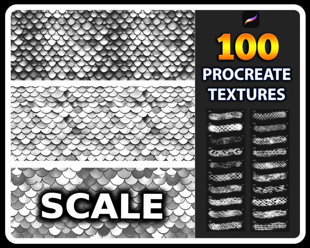 100 Procreate Scale Texture Brushes, Scale Texture for Procreate, Fish Brushes, Procreate ...