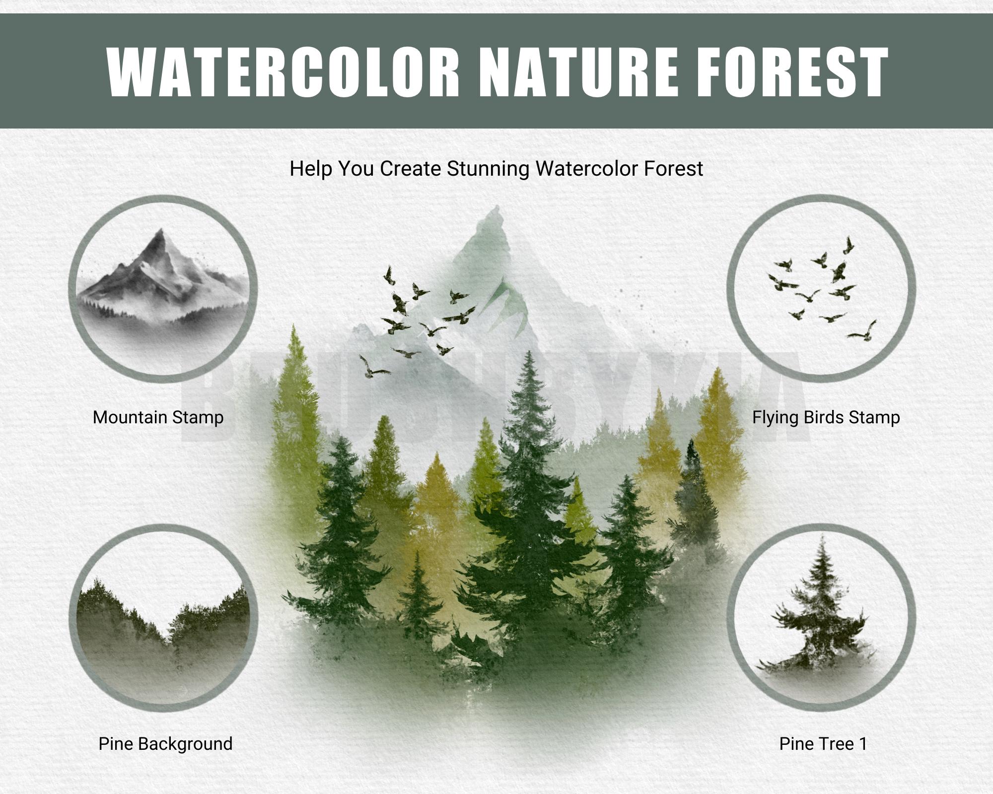 Watercolor Forest Brushes for Procreate: Nature Landscape iPad Brush ...