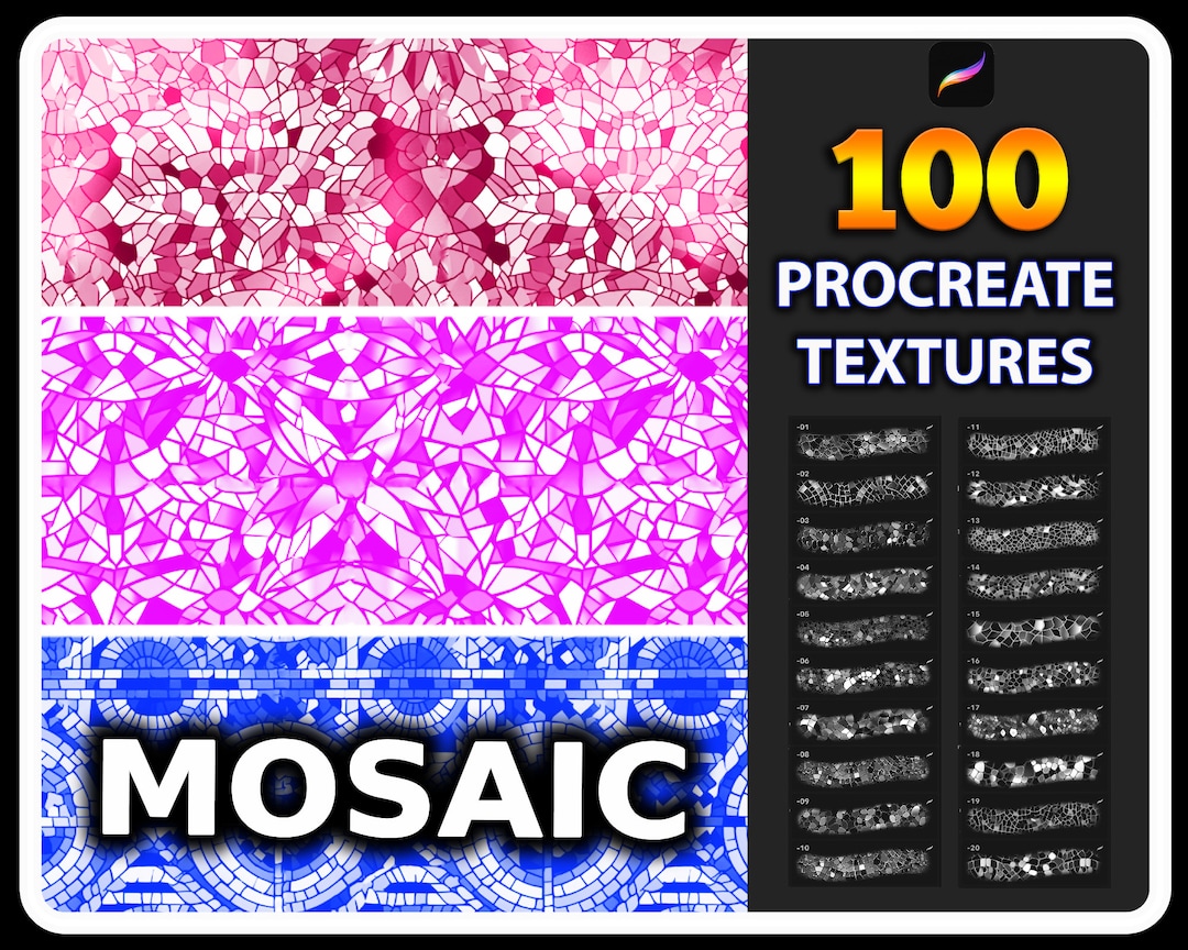 100 Procreate Mosaic Texture Brushes: Seamless Patterns (digital Download) - Etsy