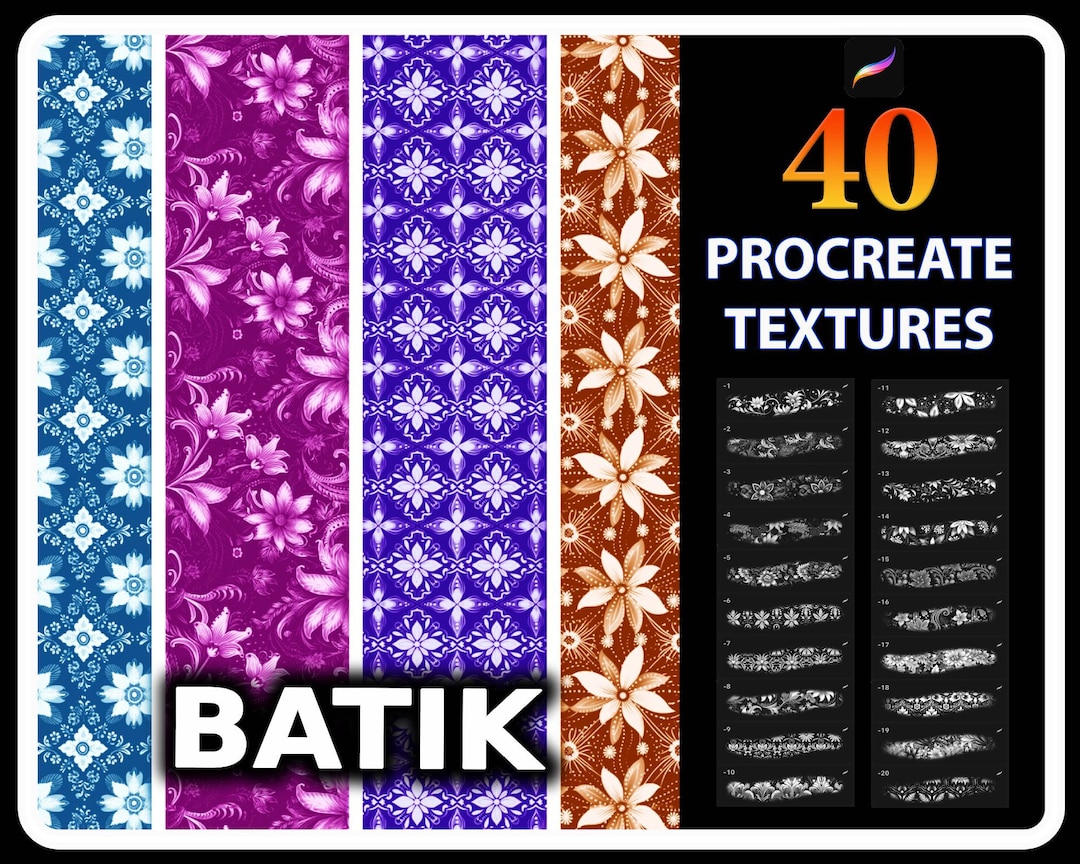 Procreate Batik Texture Brushes, Seamless Batik Texture for Procreate ...