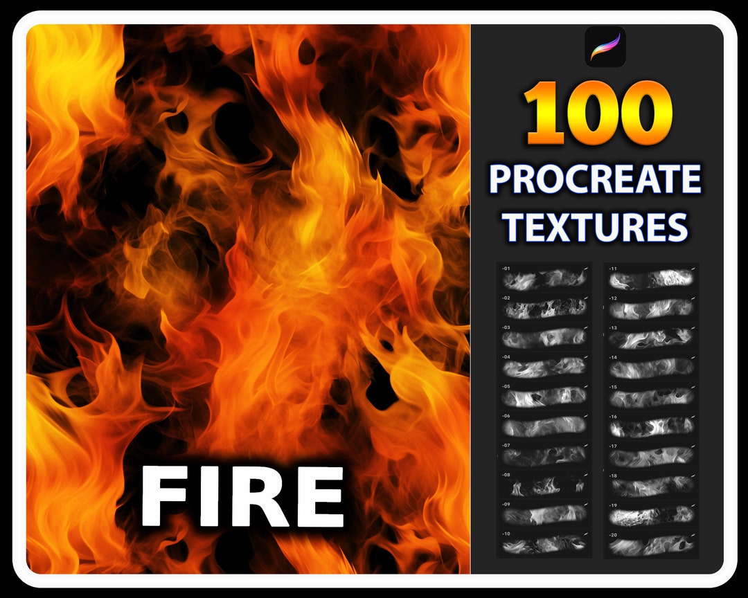 100 Procreate Fire Texture Brushes, Realistic Fire Texture for ...