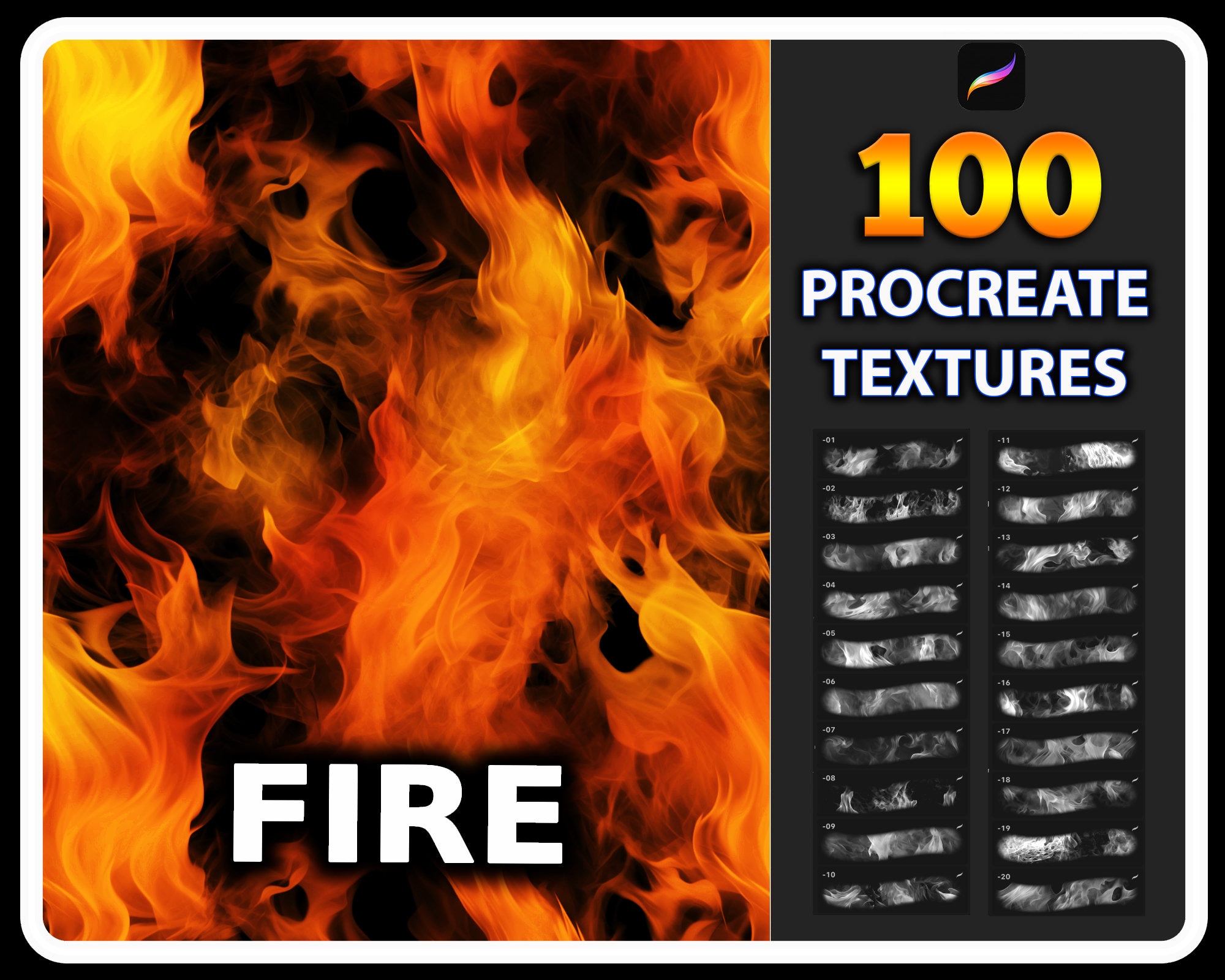100 Procreate Fire Texture Brushes, Realistic Fire Texture for ...