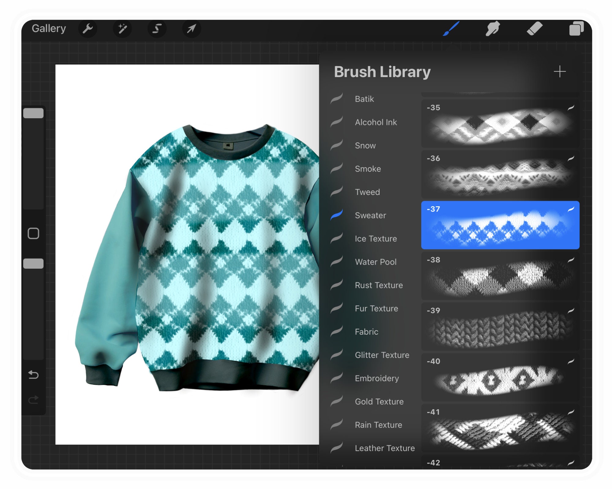 100 Procreate Sweater Texture Brushes: Wool Fabric (digital Download ...