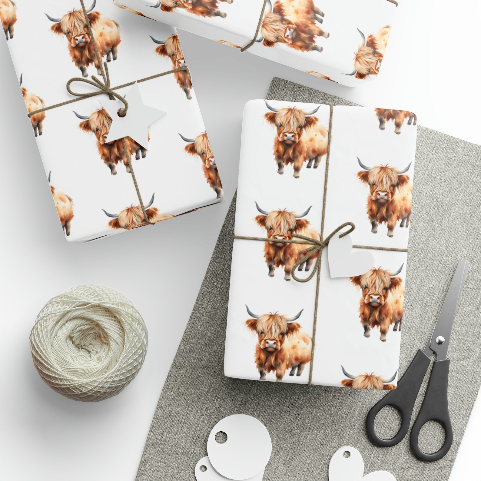 Highland Cow Wrapping Paper, Farm Life Gift Wrap, Miniature Highland ...