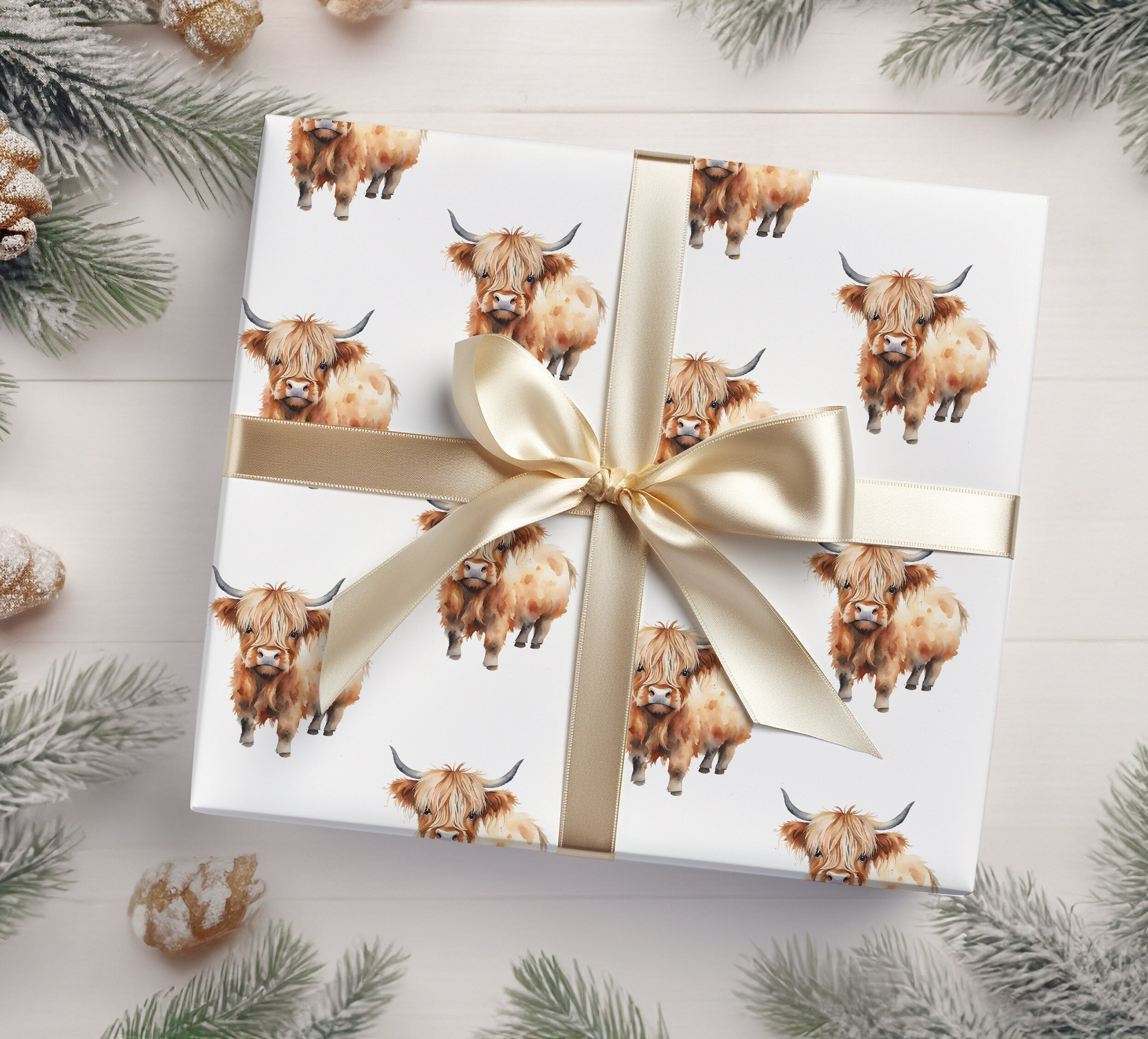 Highland Cow Wrapping Paper, Farm Life Gift Wrap, Miniature Highland ...
