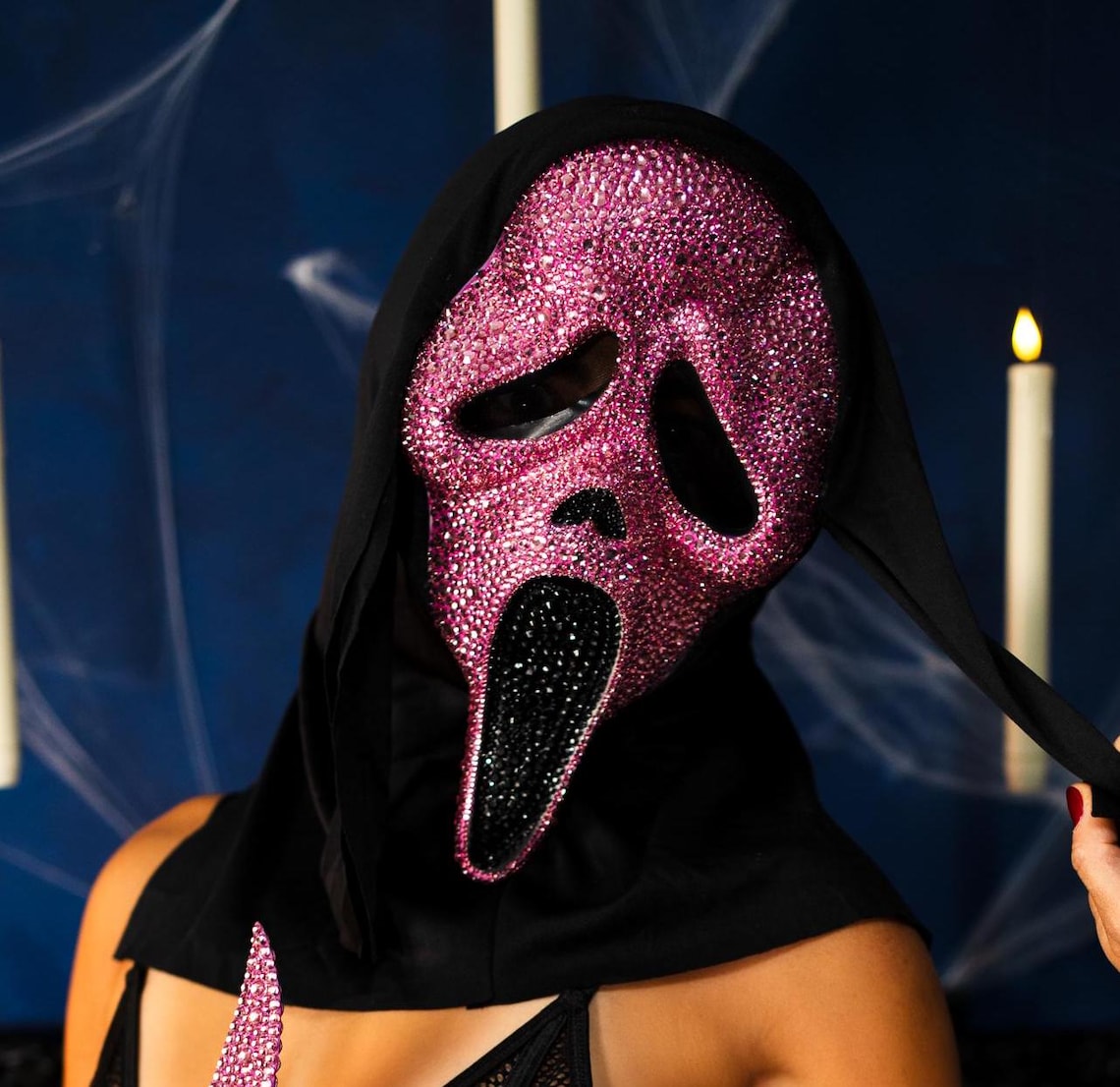 Ghostface Scream Mask Pink Bedazzled, Halloween Costume - Etsy