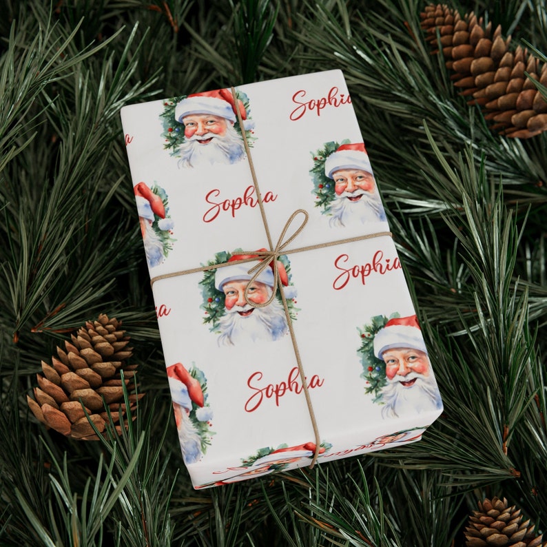 Santa Personalized Wrapping Paper Custom Name Christmas - Etsy