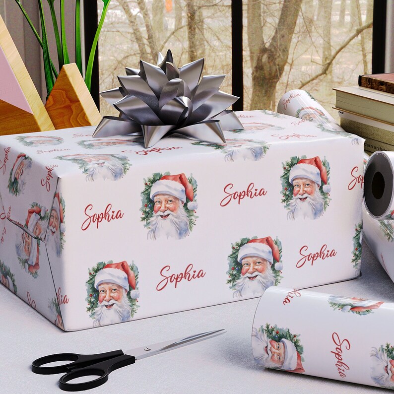 Santa Personalized Wrapping Paper Custom Name Christmas - Etsy