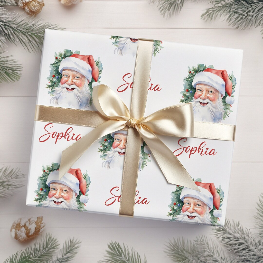 Santa Personalized Wrapping Paper Custom Name Christmas - Etsy